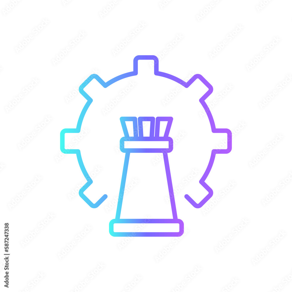 Strategi teamwork and Management icon with purple blue outline style ...