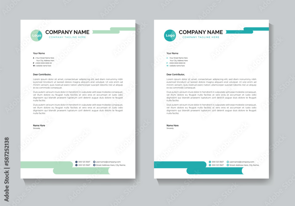 ‍Simple usual corporate Minimalist Creative Clean Marketing letterhead ...