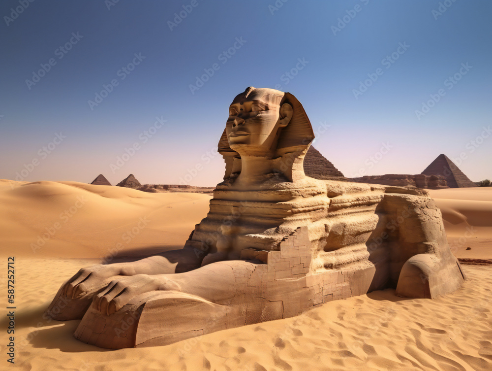 ancient sphinx with human head, egyptian mythology, mysterious monument ...
