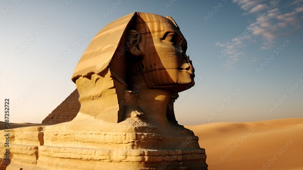 ancient sphinx with human head, egyptian mythology, mysterious monument ...