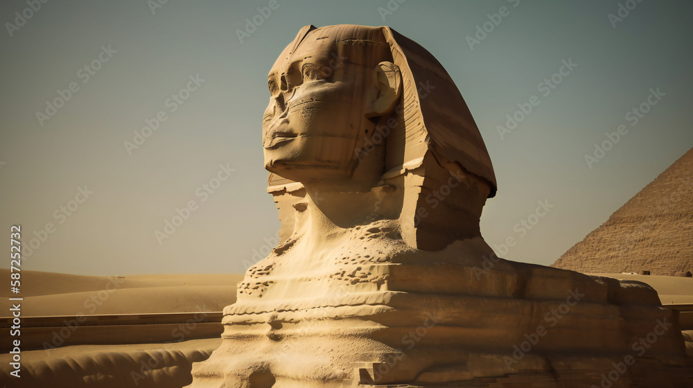 ancient sphinx with human head, egyptian mythology, mysterious monument ...