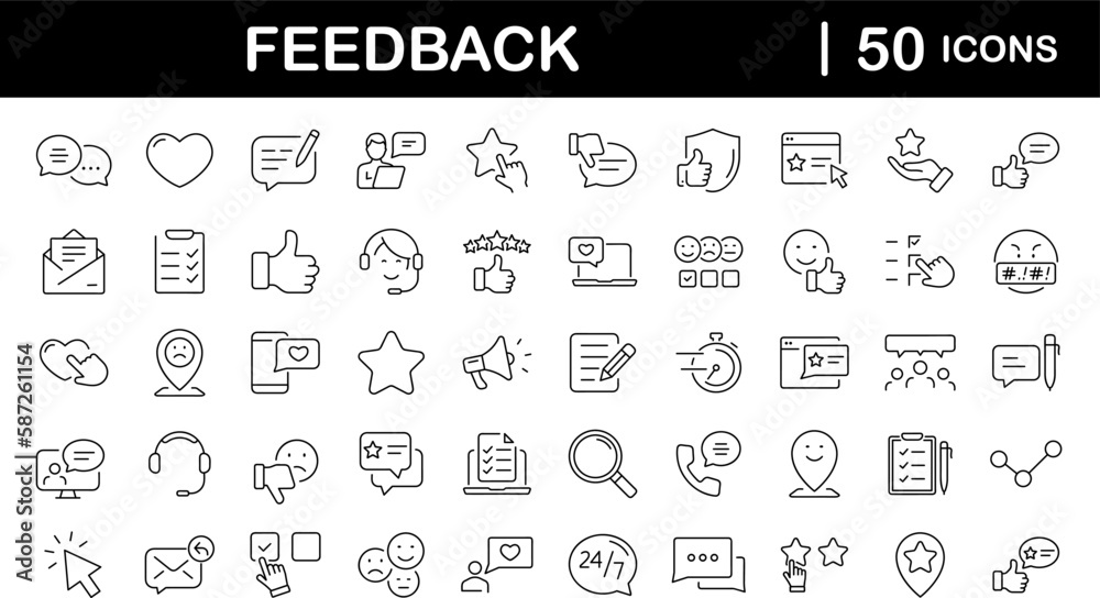 Feedback set of web icons in line style. Feedback and Review icons for ...