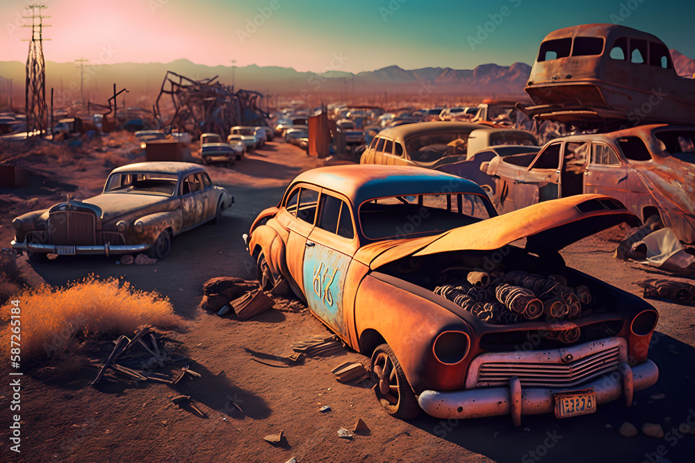 Cars graveyard, Pile of crushed and deformed cars waiting to be ...