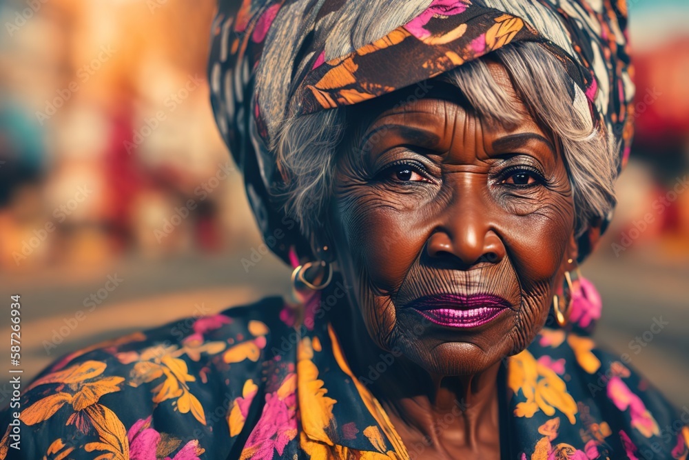 Artistic portrait of an elegant old woman in traditional clothing ...