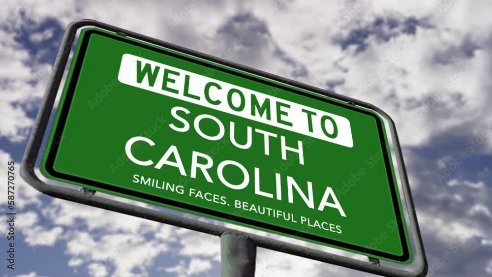 Welcome to South Carolina US State Road Sign, Smiling Faces Beautiful ...