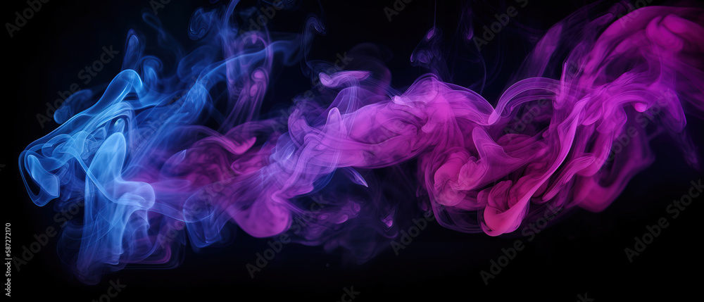 abstract horror neon pink smoke cloud, grunge texture, dark black ...