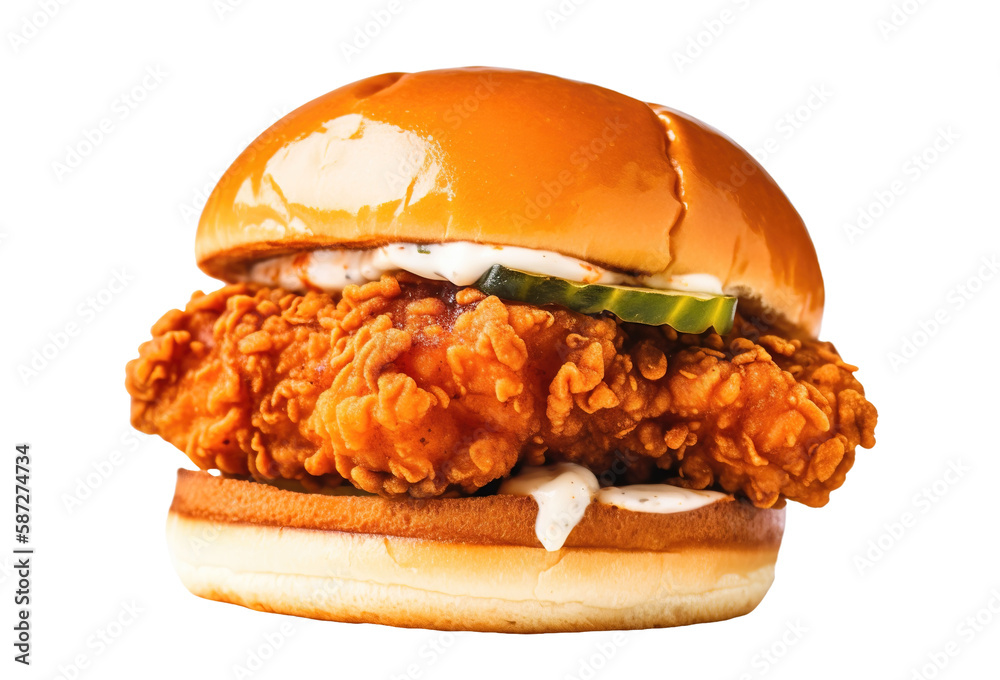 chicken burger png, isolated, transparent background, fried chicken ...