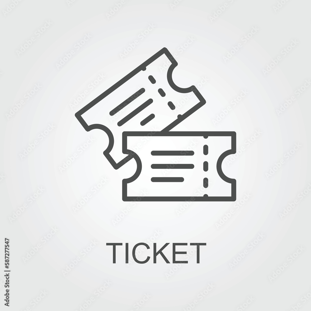 Ticket icon vector. Line raffle ticket symbol. Trendy flat outline ui ...