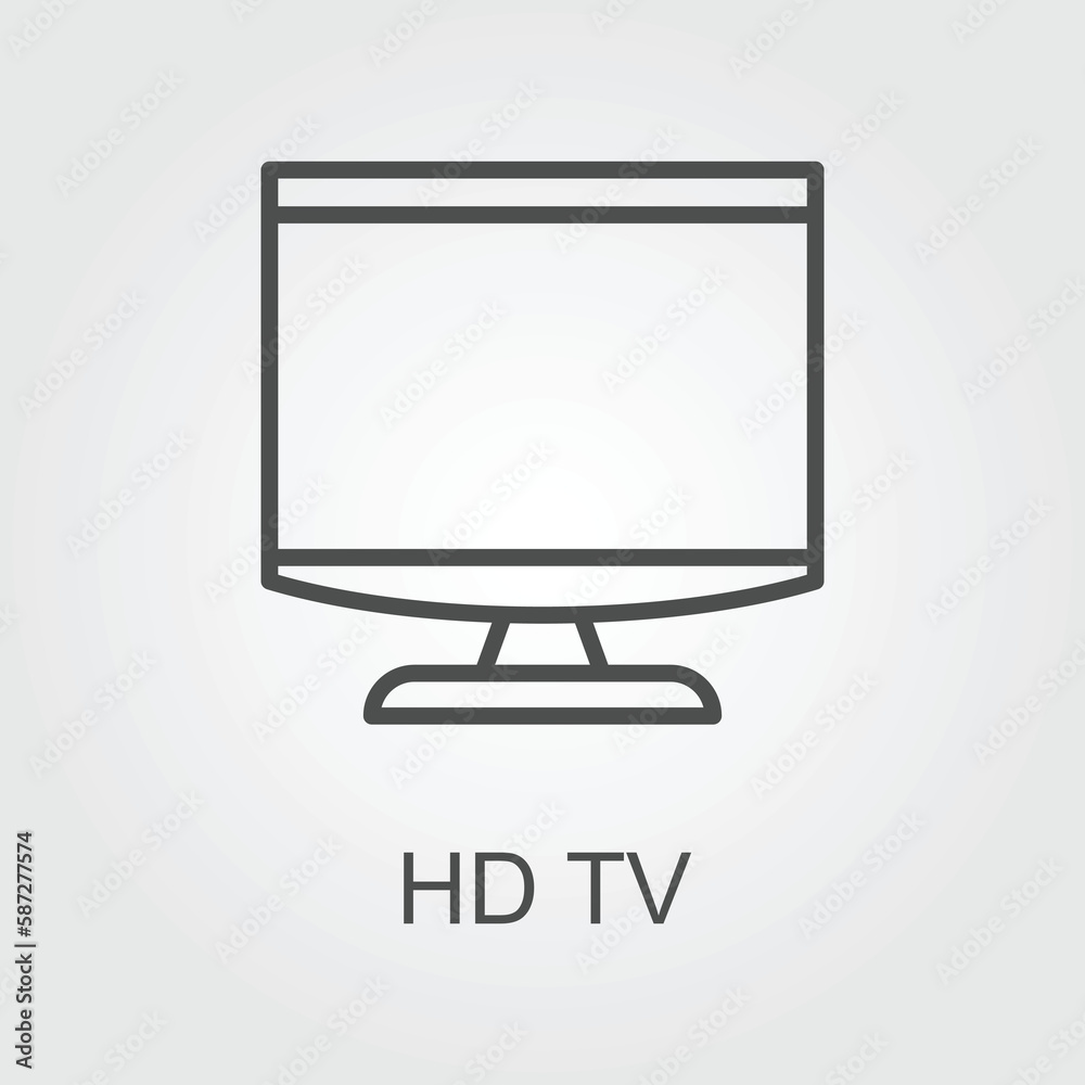 Tv icon, Television symbol in outline style on white background Stock ...