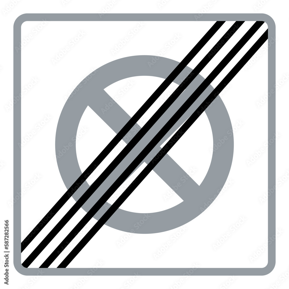 Traffic signs. Road signs. Instruction road signs. End of scope of a ...