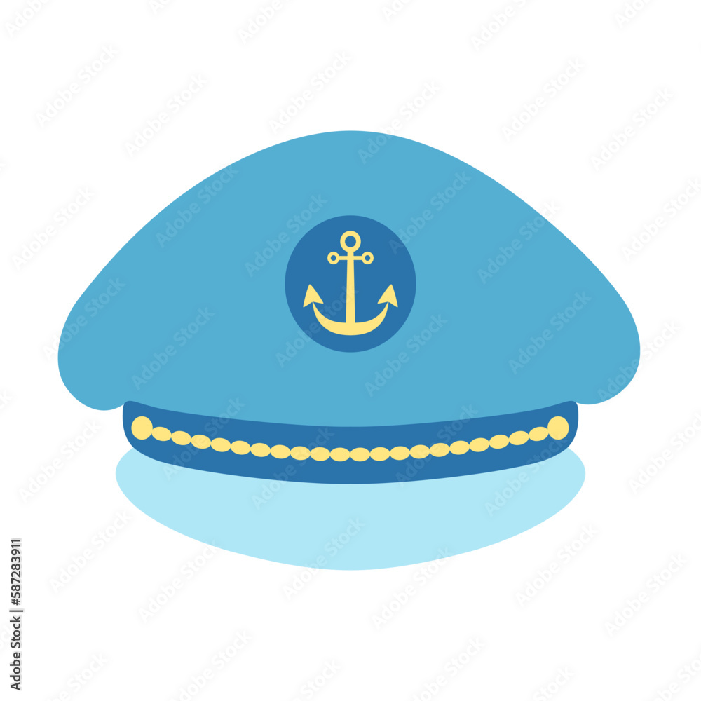 vector illustration of cartoon marine hat isolated on white Stock ...