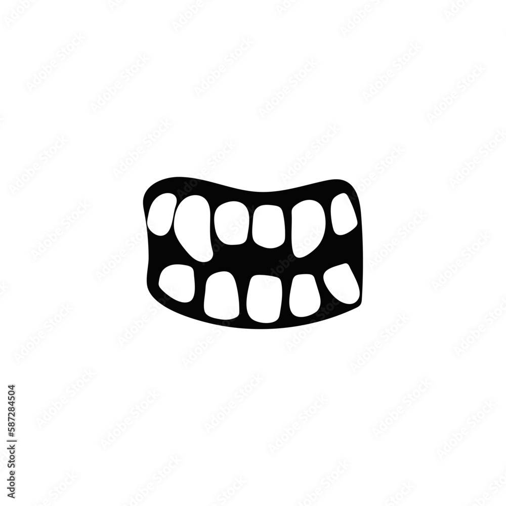 Creepy monster smile teeth. Scary creature joy with sharp mouth and ...
