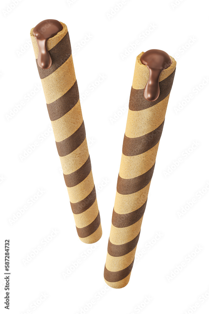 ภาพประกอบสต็อก chocolate filled in a crispy wafer roll, Chocolate ...