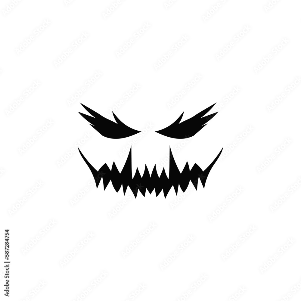 Creepy smile zombie face. Evil ghost teeth for halloween as devilish ...