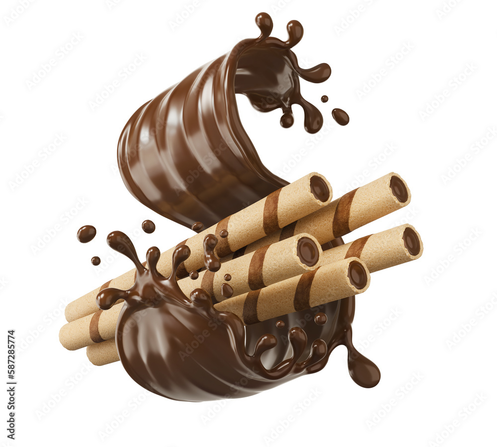 chocolate filled in a crispy wafer roll, Chocolate waffle sticks with ...