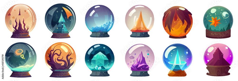 set vector magic ball illustration of ui interface icons isolated on ...