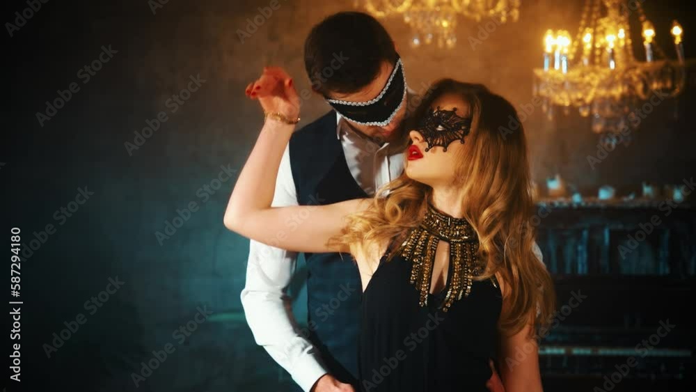 Two Person Sexy Couple Posing Man And Blonde Hair Woman Geddess In