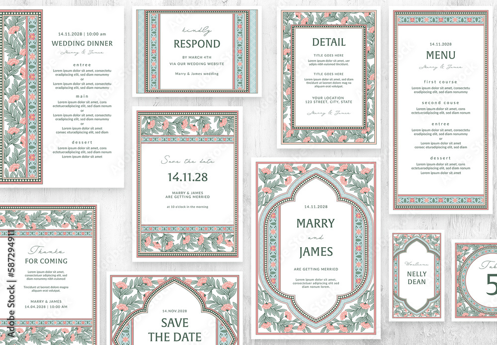 Indian Wedding Invitation Templates Set Stock Template | Adobe Stock