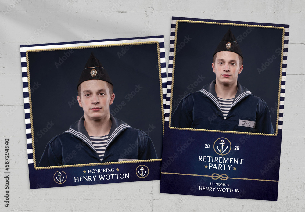 Navy Sailor Photo Card Flyer Template Stock Template | Adobe Stock