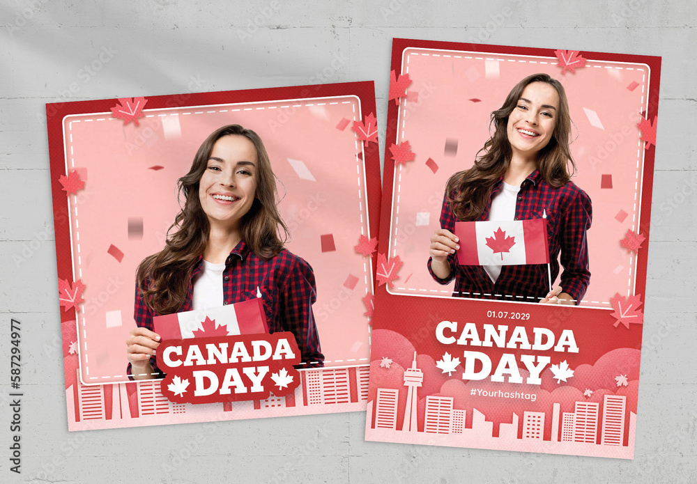 Canada Day Photo Card Flyer Template Stock Template | Adobe Stock