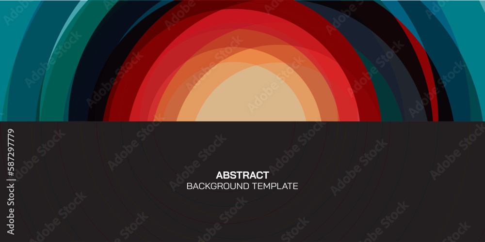 Colorful half circle spin background with black strip as a blank space ...