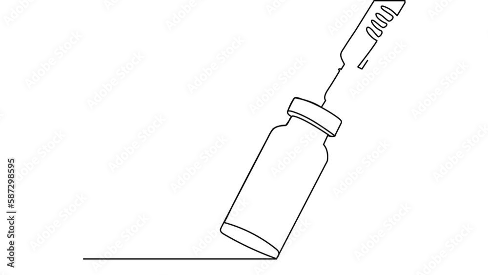 continuous line drawing of Injecting Symbols. Thin Line Medication ...