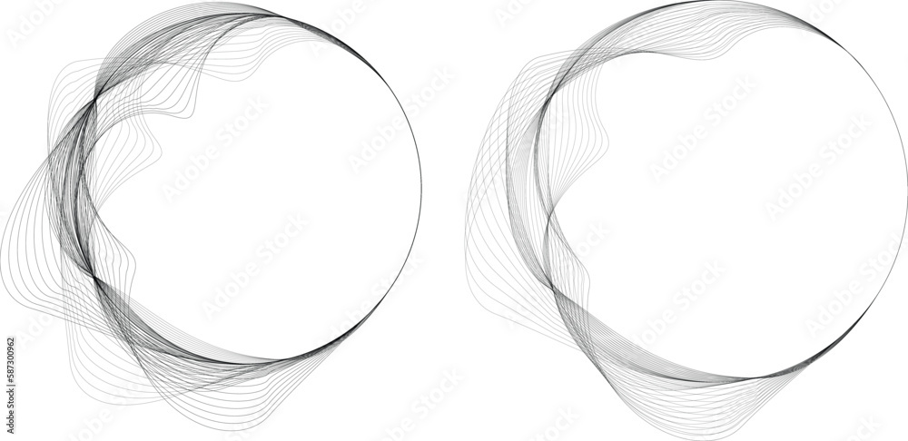 Abstract oval Lines Background with geometric circles . Vector rotating ...