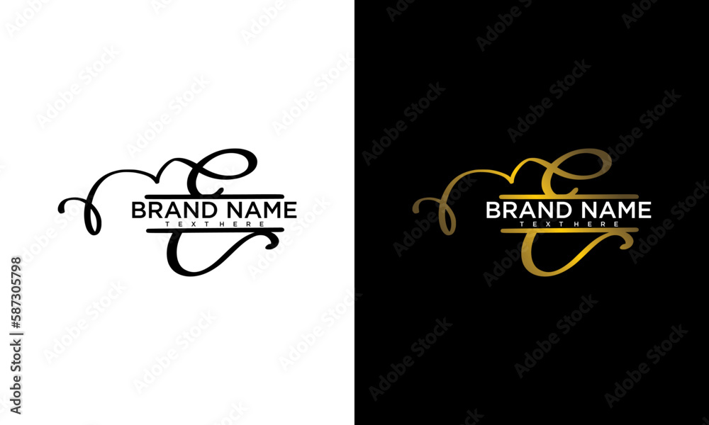 logo design letter E script wedding luxury modern logo Stock Vector ...