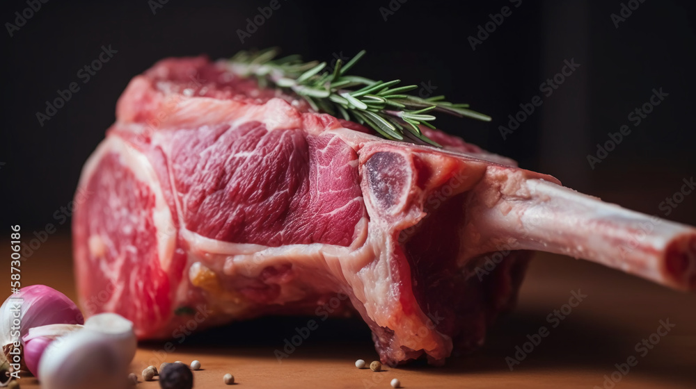 Tomahawk steak, a ribeye steak with a long bone attached, resembling a ...