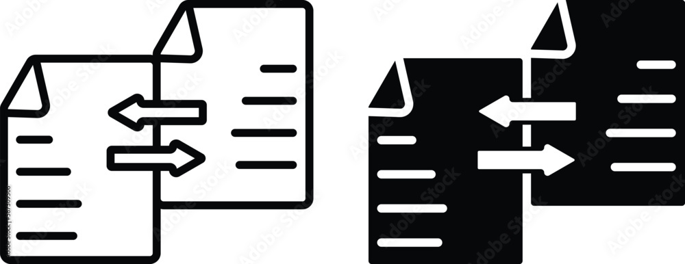 File transfer icon sheet, simple trendy flat style line and solid ...