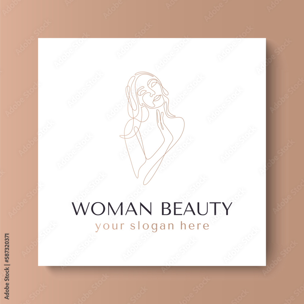 Woman vector lineart illustration. Elegant Feminine Beauty Logo. Woman ...