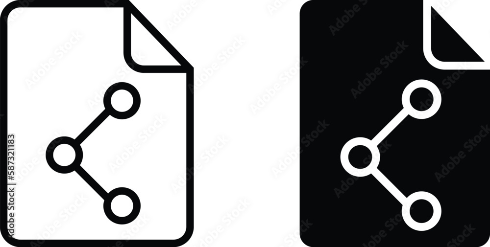 Document sharing icon sheet, simple trendy flat style line and solid ...