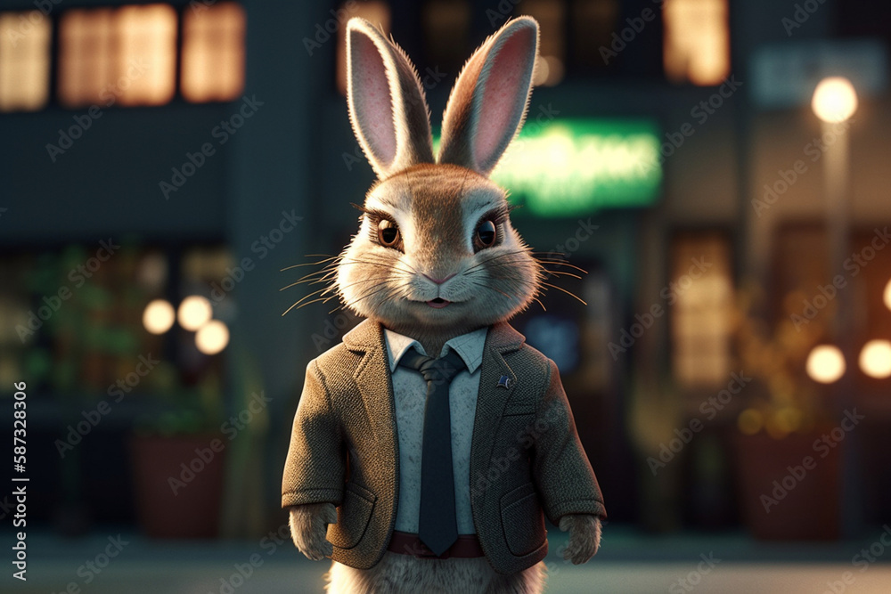 business rabbit, created by a neural network, Generative AI technology ...