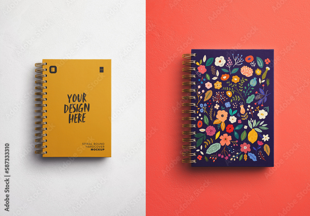 Spiral Bound Notebook Front Cover Mockup Stock Template | Adobe Stock