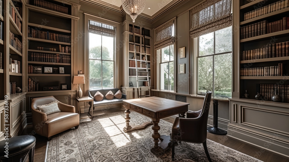 The Filipino-inspired library features light and elegant finishes ...