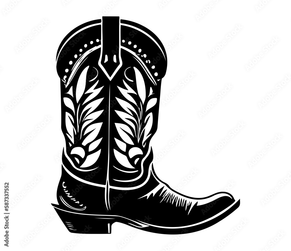 Cowboy boots, Cowgirl boots vector black graphic illustration Stock Vector | Adobe Stock
