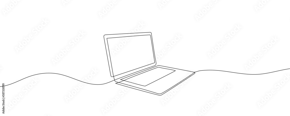 continuous line drawing of computer desk furniture vector illustration ...