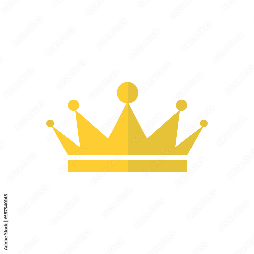 Flat crown icon. Crown design, golden royal crown isolated on white ...