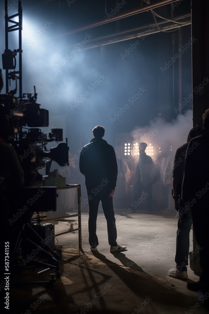 Behind the Scenes, movie production stage, cameras, equipment, studio ...