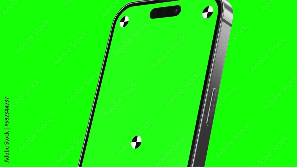 Smartphone with green screen isolated on green screen background. 4K ...