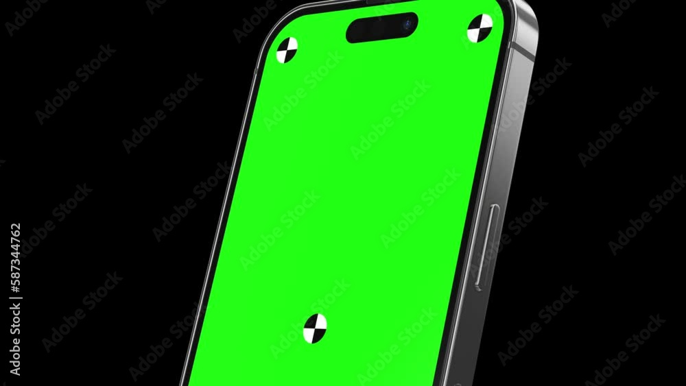 Smartphone green screen with marks for tracking - phone rotations and ...