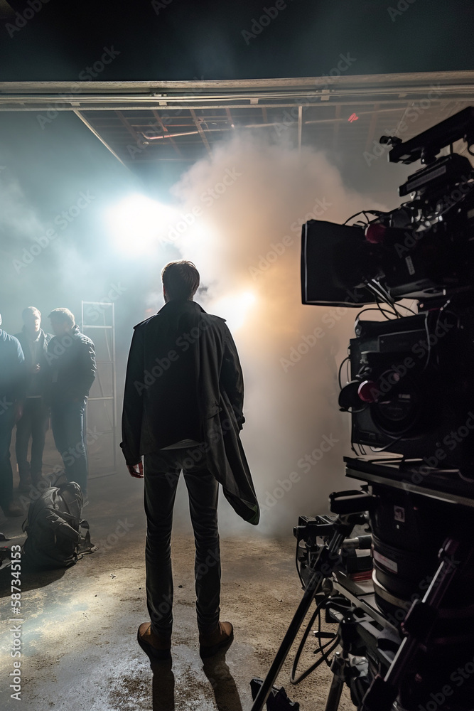 ภาพประกอบสต็อก Behind the Scenes, movie production stage, cameras ...