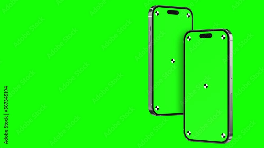 Smartphone green screen with marks for tracking - phone rotations and ...