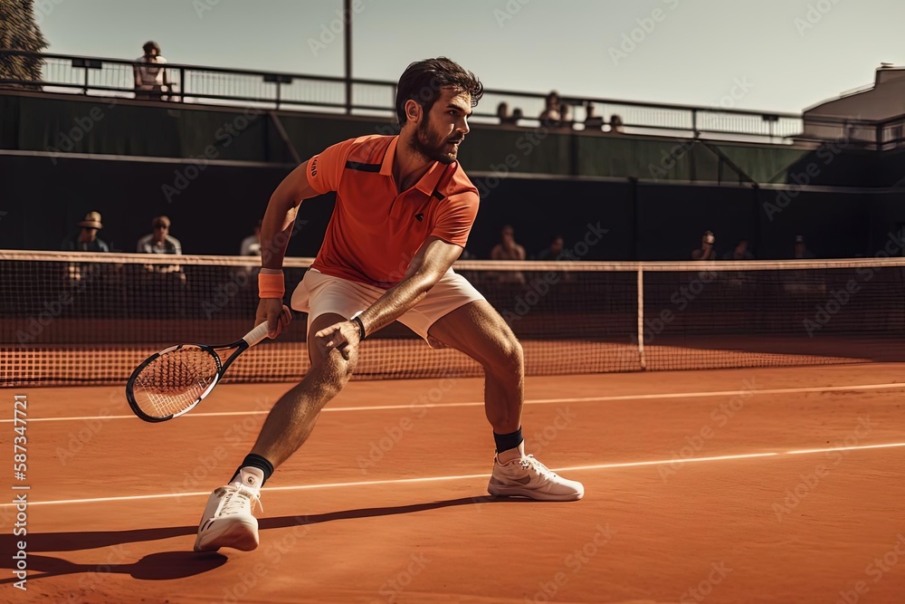Dynamic Tennis Player Holding Racquet on Court in Epic Action Shot ...