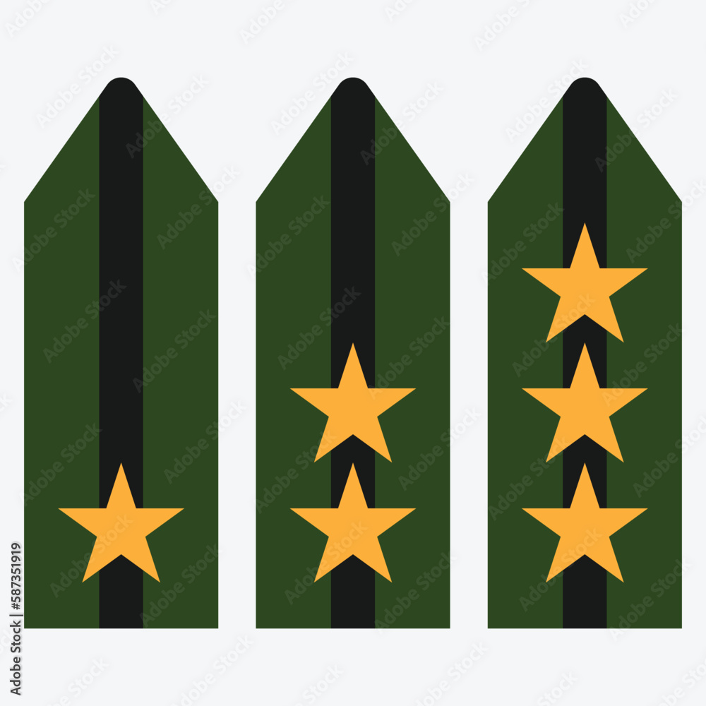 Military ranks shoulder badges, army soldier chevron straps, vector ...