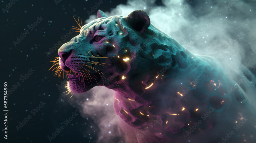 Cosmic Tiger in Smoke: Highly Detailed 4K Digital Art of an Amazing ...