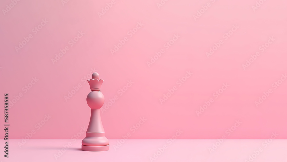 Pastel pink chess piece minimal creative on bright pink background with ...
