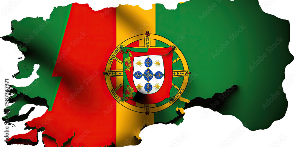 Map of Portugal in Portugal flag colors: A map of Portugal with the ...