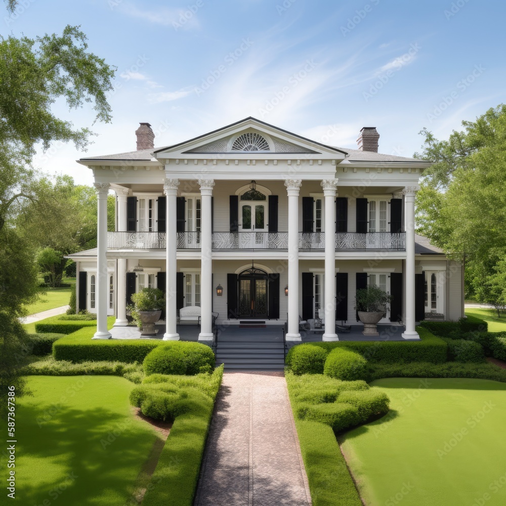 Magnificent Southern Mansion with Classic Elegance Stock Illustration ...