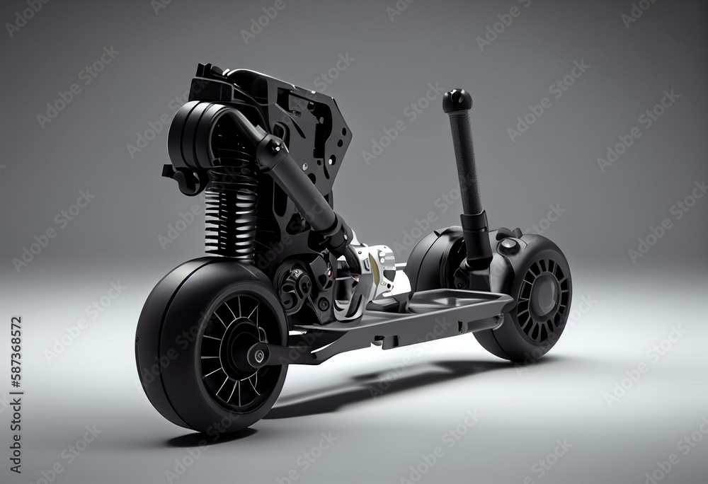 Professional electric scooter with suspension system - isolated on a ...